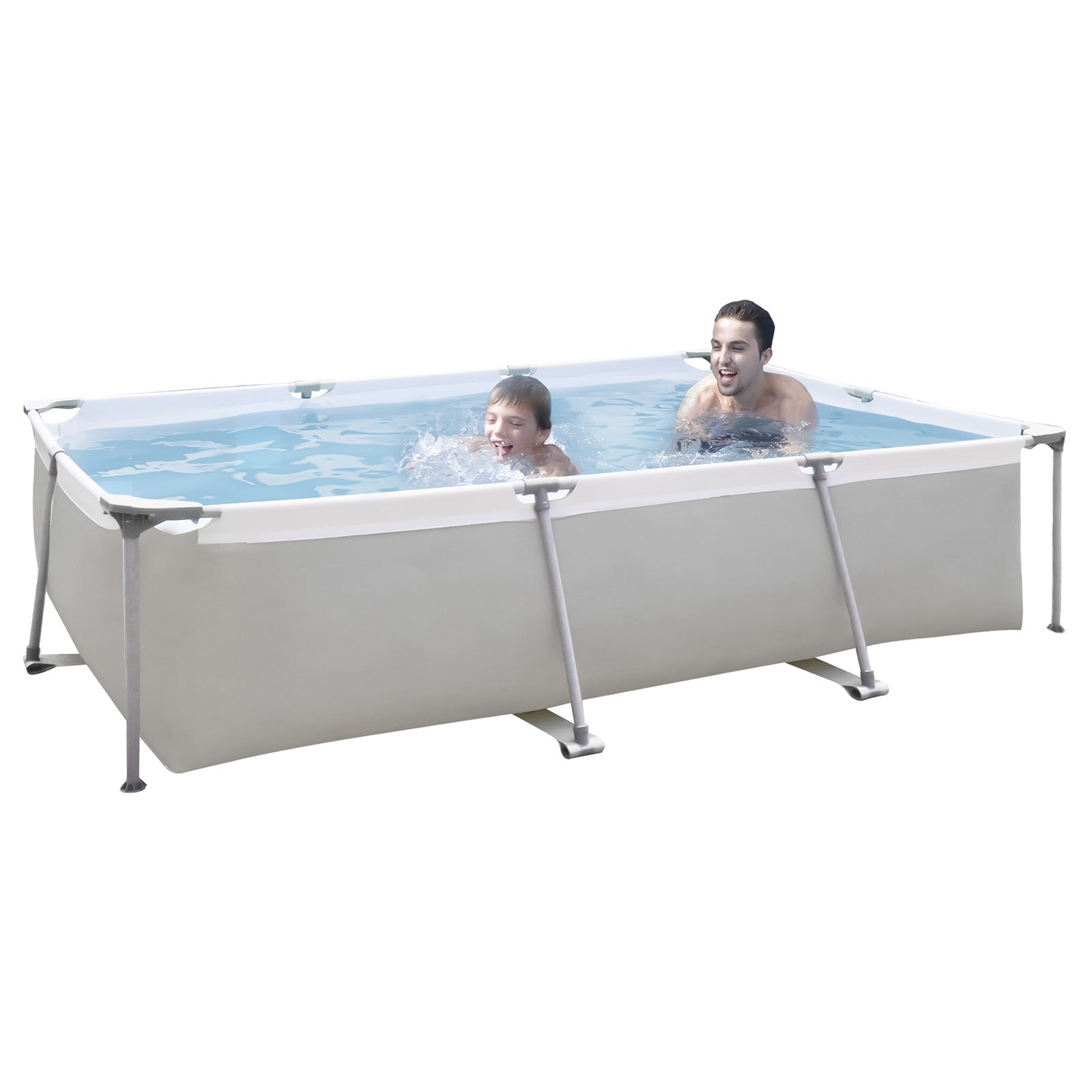 10 Feet Rectangular Large Frame Above Ground Swimming Pool - Grey ...
