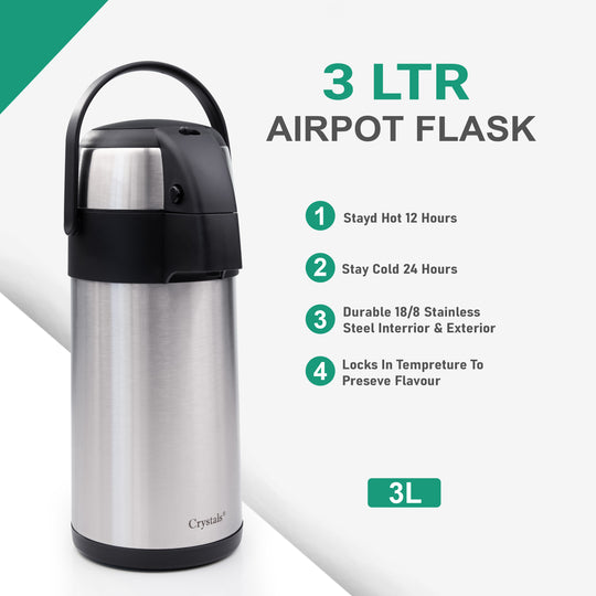 3L Stainless Steel Airpot Flask | Dennyshop UK – Denny Shop UK