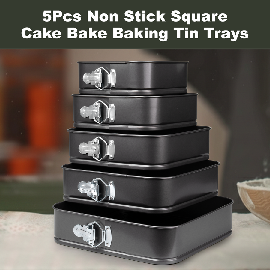 5Pcs Non Stick Square Cake Baking Tin Trays | Dennyshop UK – Denny Shop UK