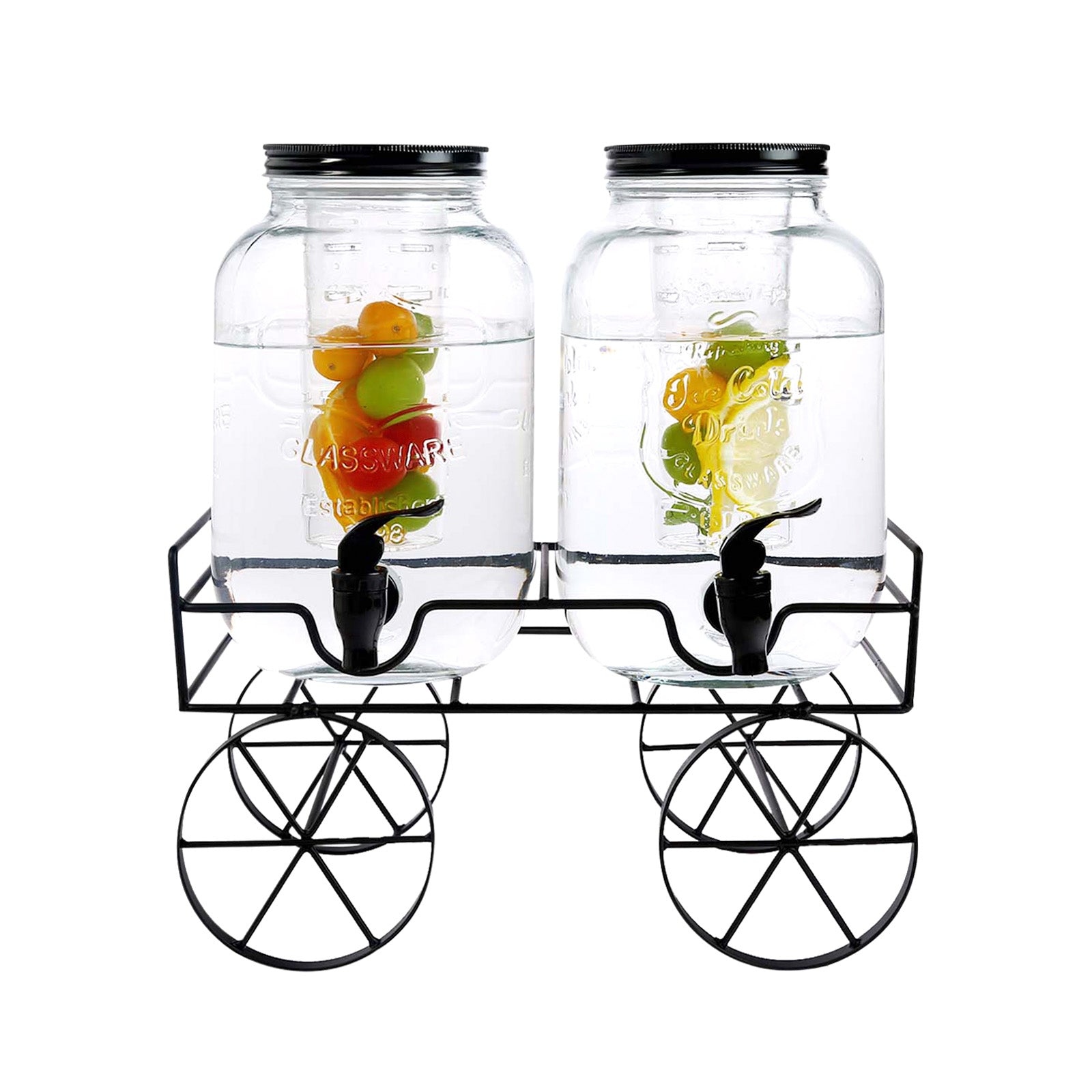 2x4 Litres Dual Double Glass Drinks Dispenser – Denny Shop UK