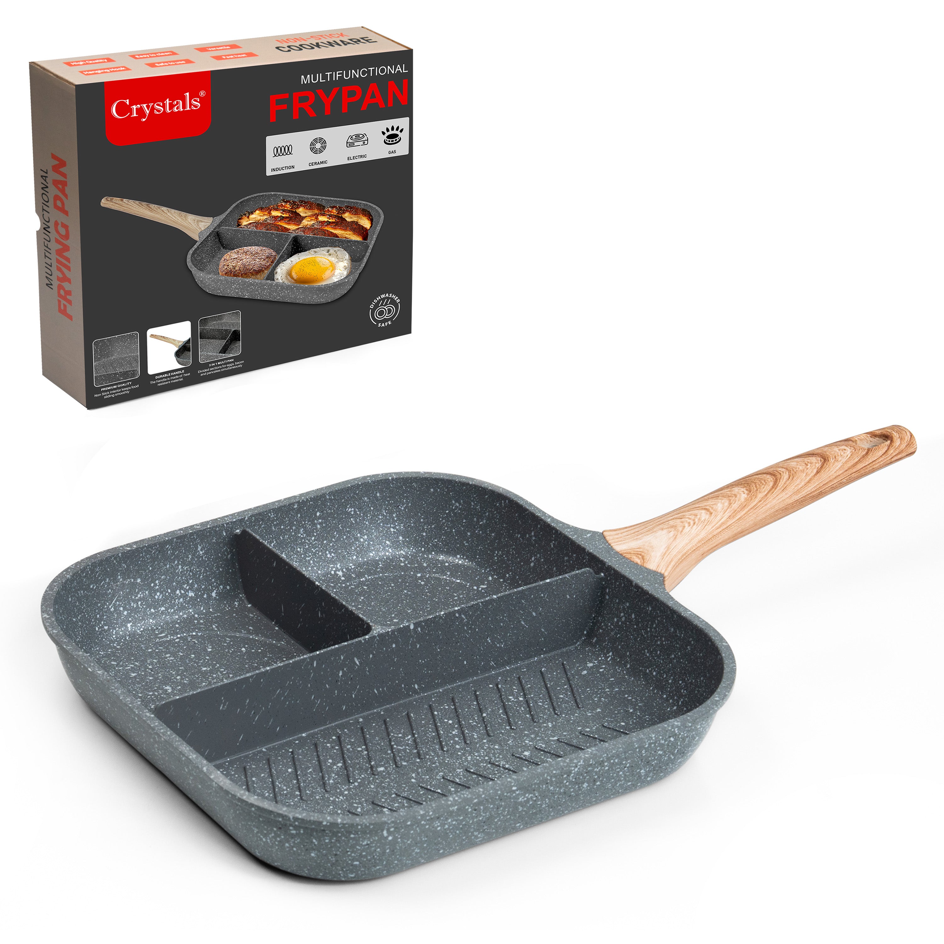 3 in 1 Multi Section Non-Stick Frying Pan – Denny Shop UK