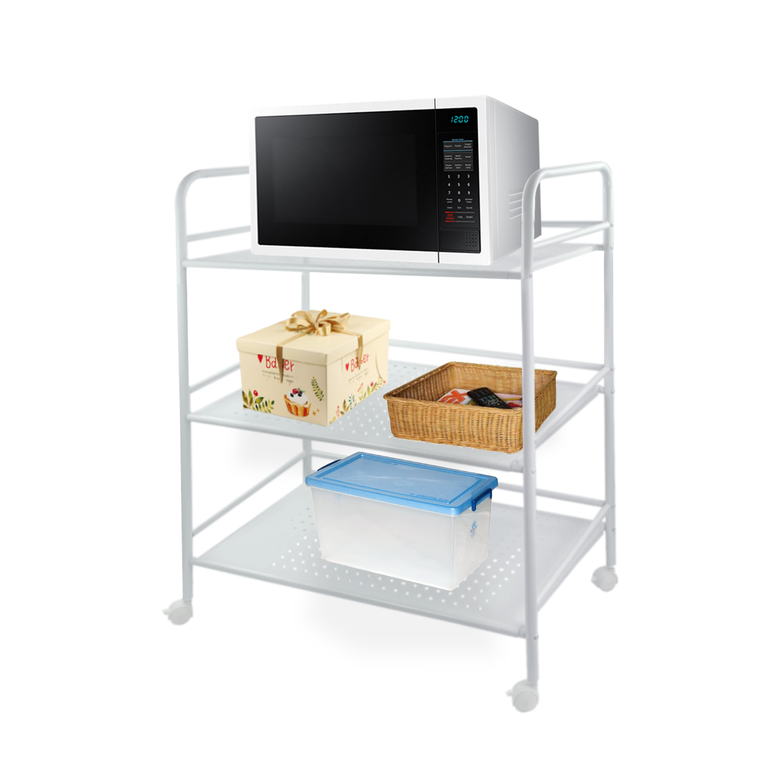 3 Tier Slim Kitchen Food Storage Trolley White | Dennyshop UK – Denny ...