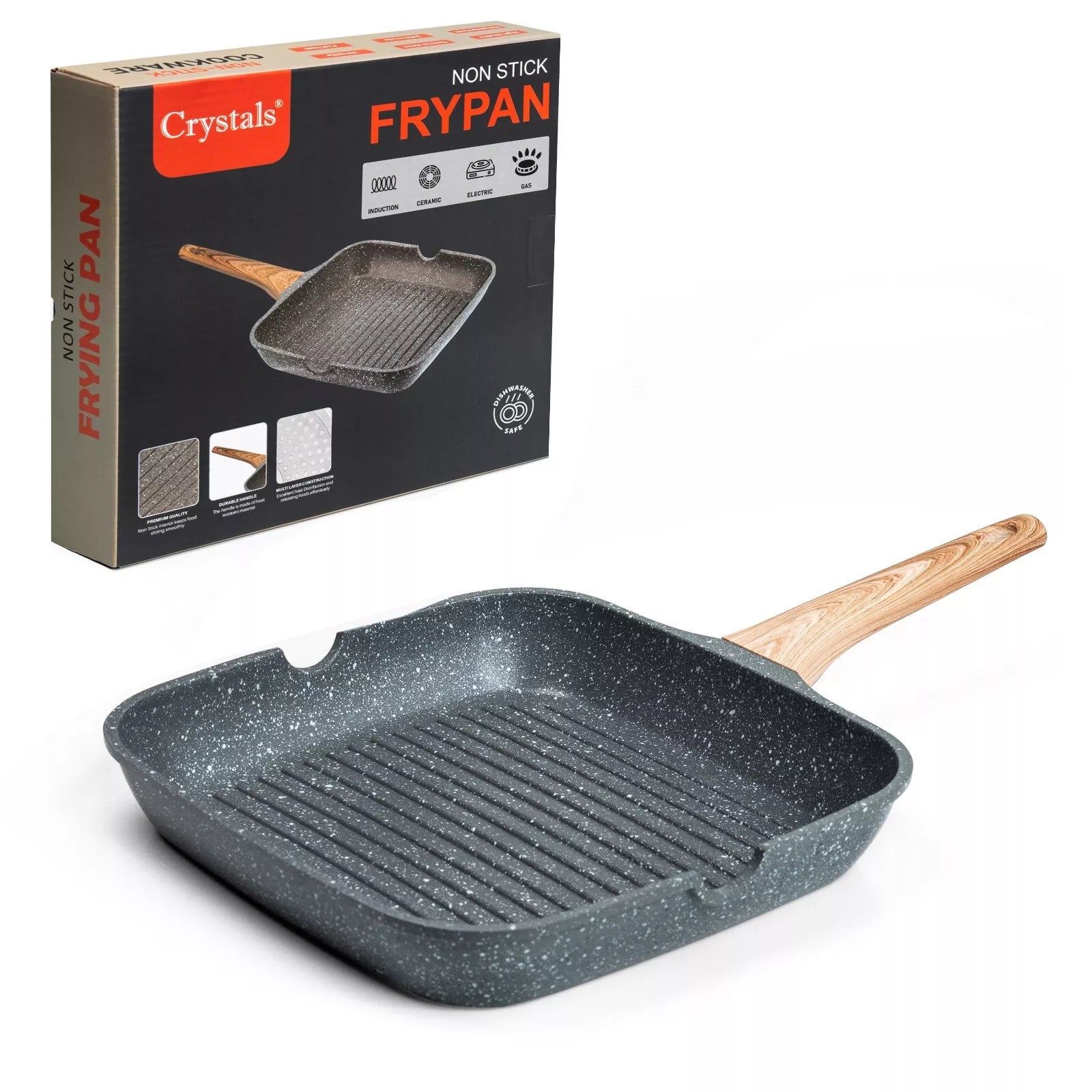 Frying Grill Pan Non Stick Griddle Pot – Dennyshop UK