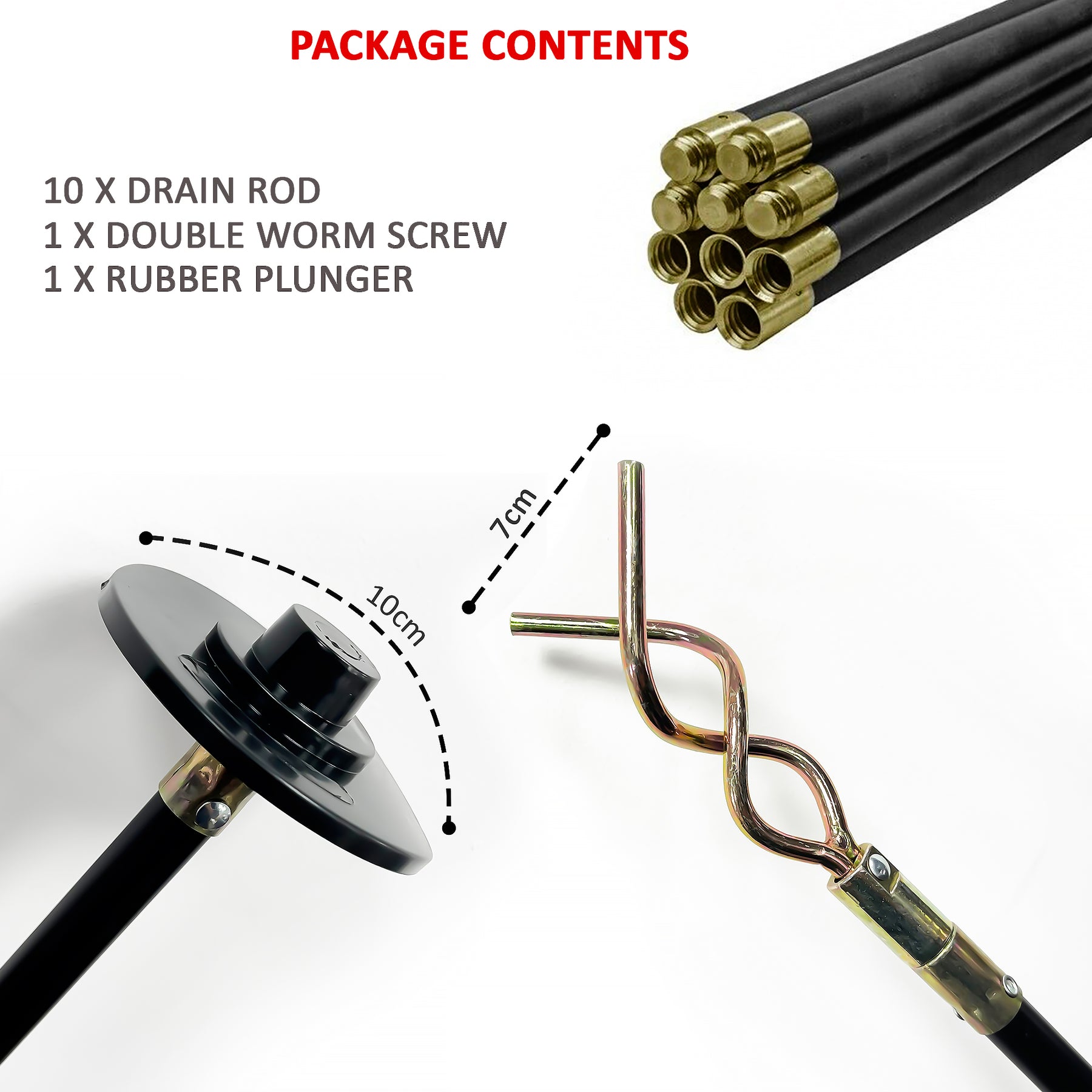 12 Piece 9 Meter Drain Rod Set | Dennyshop UK