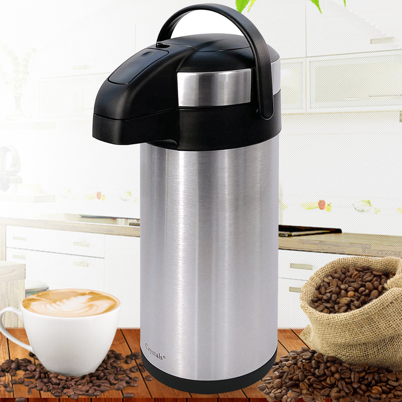 Stainless Steel Tea Coffee Flask Pump Action Thermos | Dennyshop UK